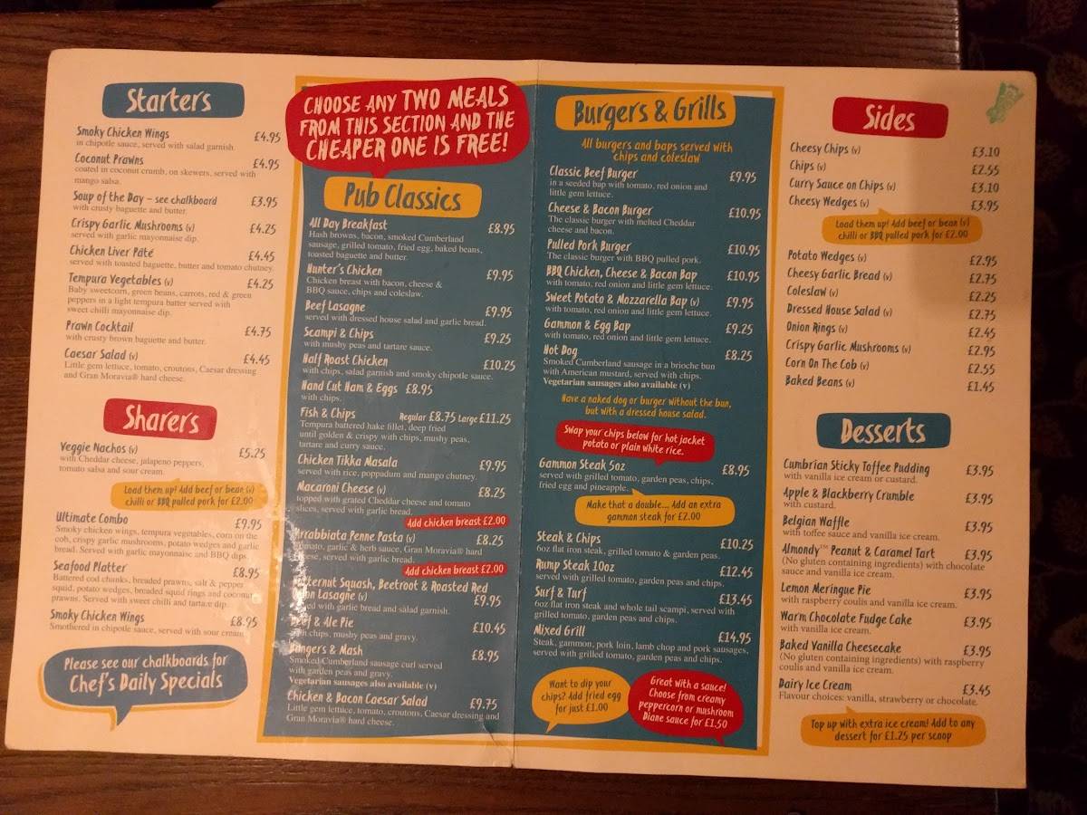 Menu at Wheelwrights pub & bar, Waltham Cross