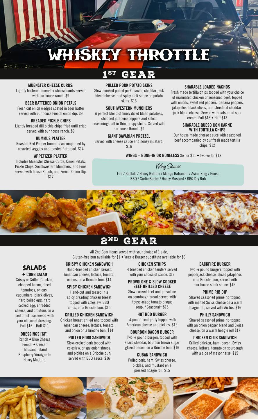 Menu at Whiskey Throttle Bar & Grill, Cherokee