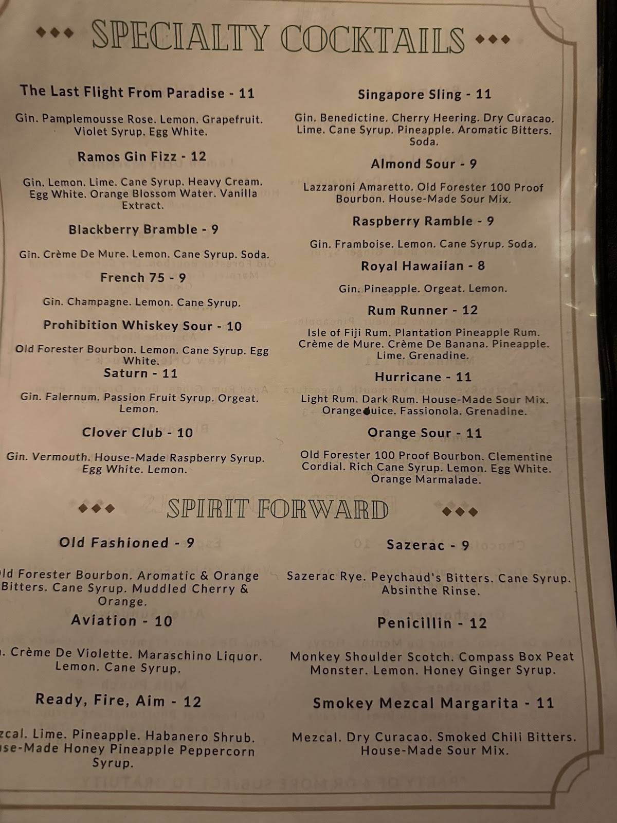 Menu at White Lightnin’ Cocktail and Culinary Company pub & bar, Ruston
