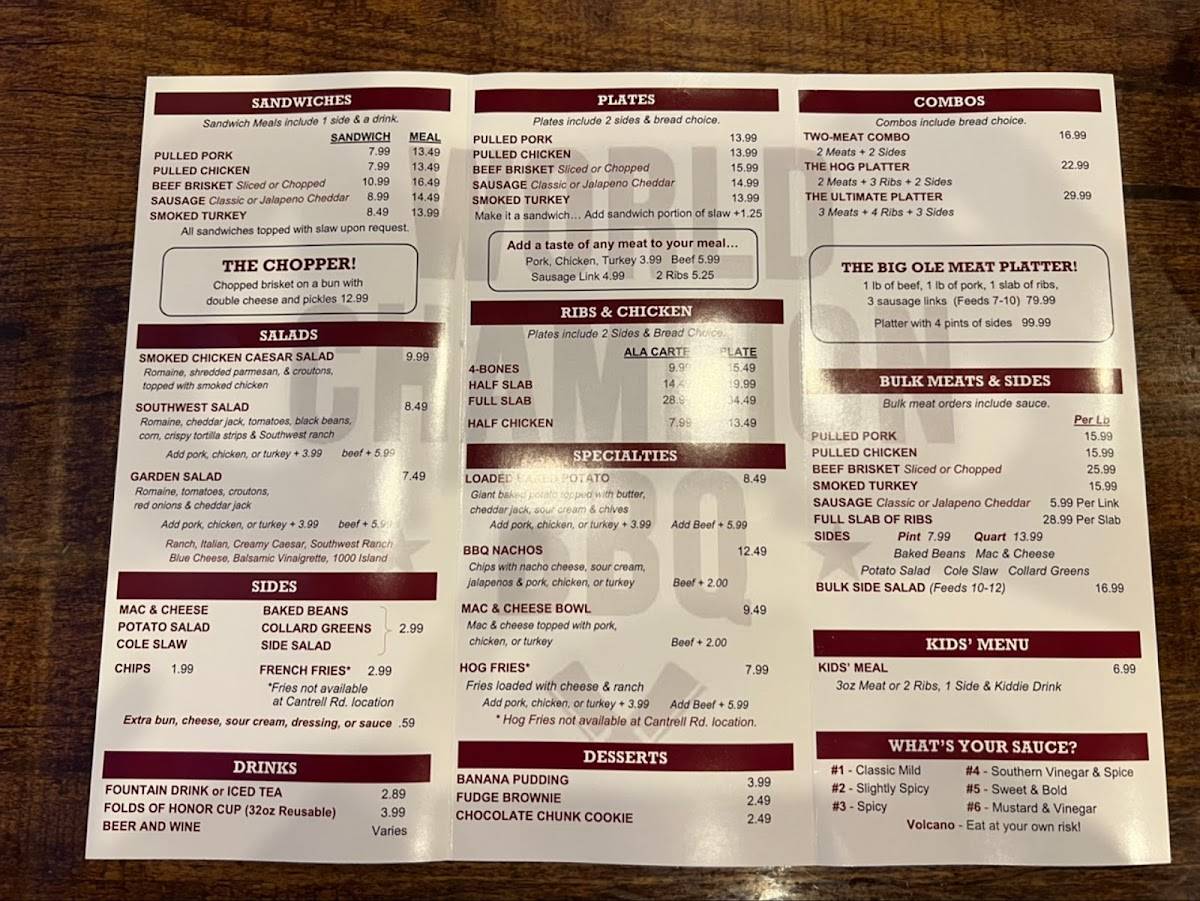 Menu at Whole Hog Cafe, Bryant, AR-5