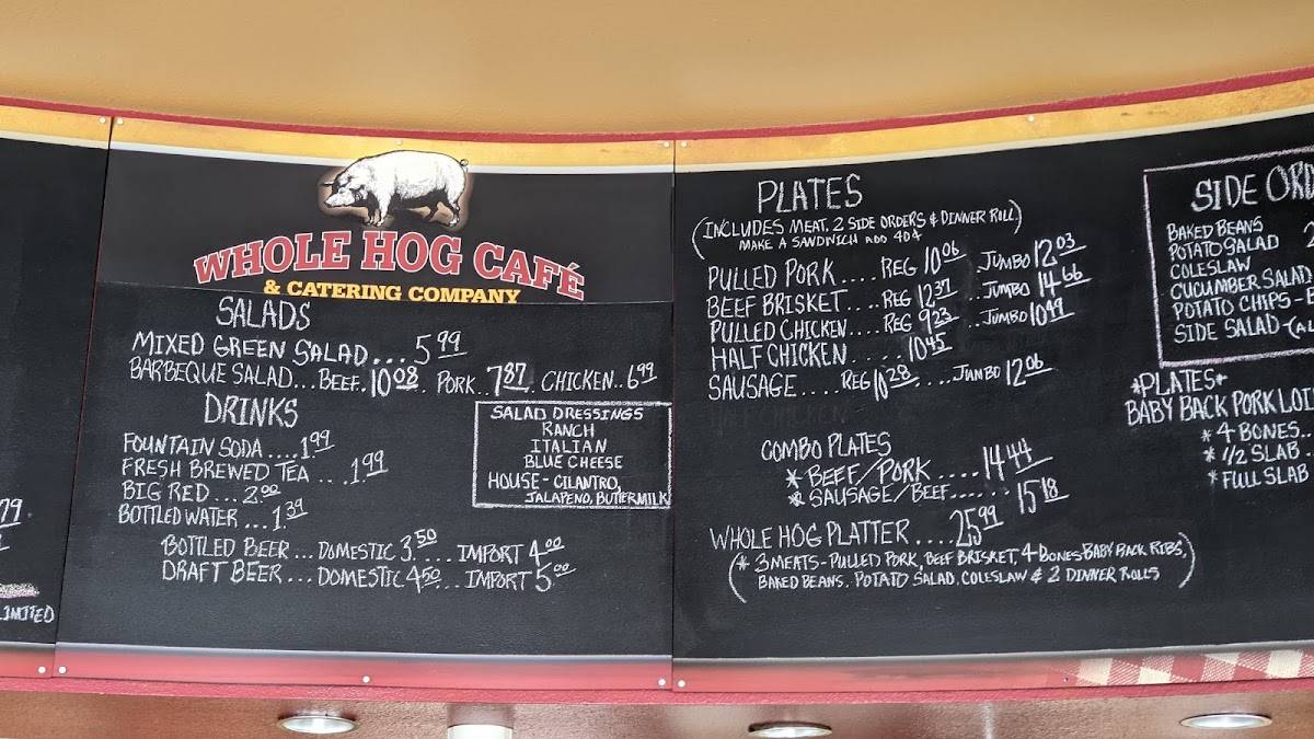 Menu at Whole Hog Café BBQ, Albuquerque, 9880 Montgomery Blvd NE #1