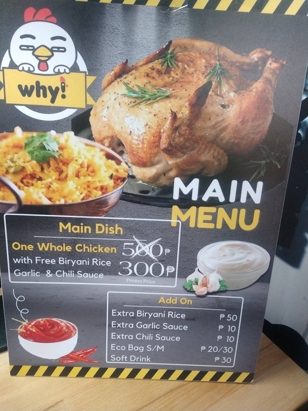 Menu at Why Chicken restaurant, Cebu City