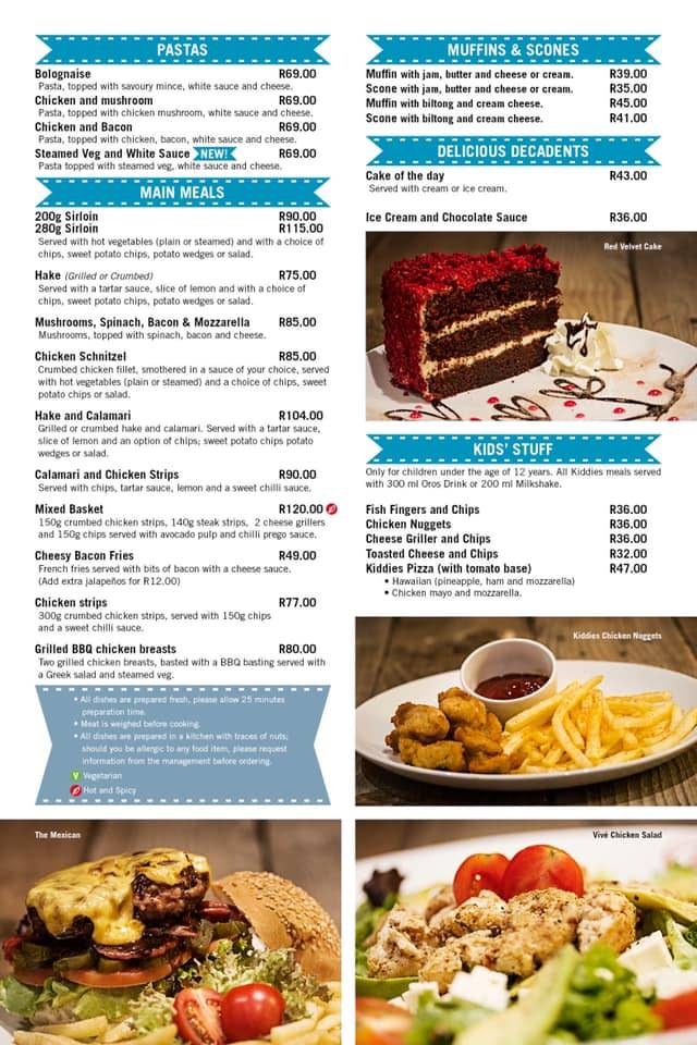 Menu at Vive Cafe - Mediclinic, Bloemfontein