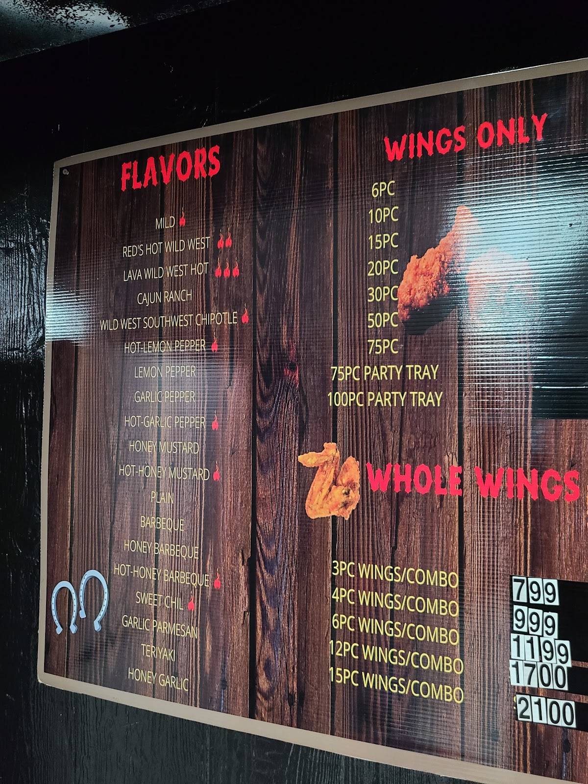 Carta del restaurante Wild West Wing Shack, Steele