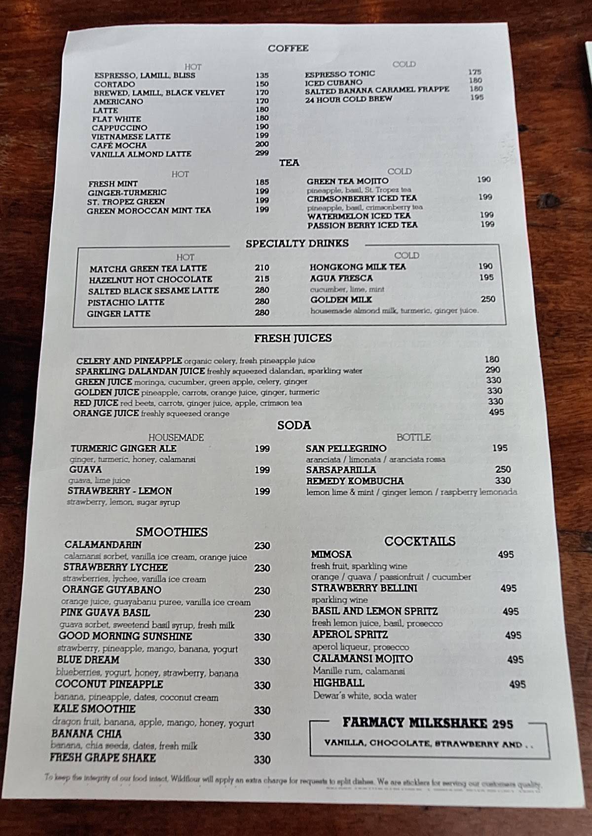 Menu at Wild Flour Restaurant - BGC, Taguig, Ground Floor Six/NEO 4th ...