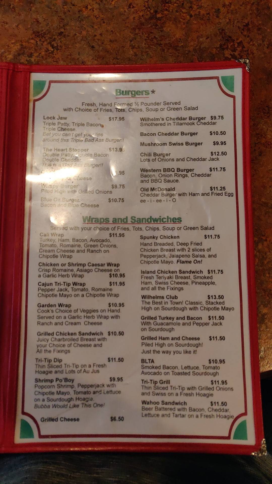 Menu at Wilhelm's Spirits & Eatery pub & bar, Albany