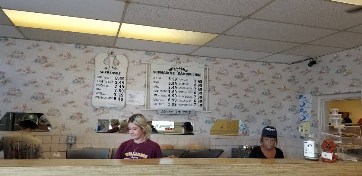 Menu at Williams Sub Shop restaurant, Saint Petersburg