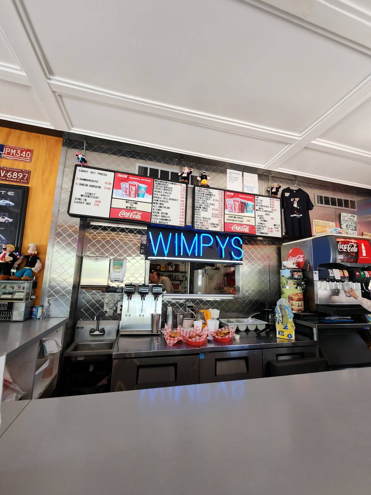 Menu at Wimpy Burger restaurant, Flat Rock