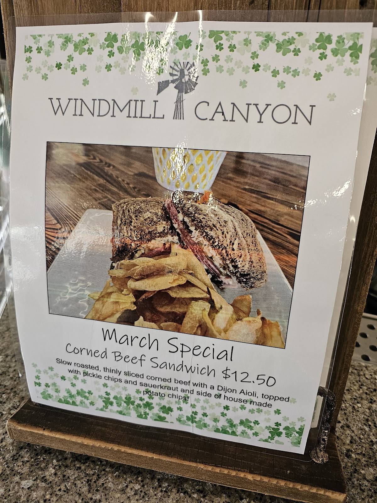Menu at Windmill Canyon Restaurant, Oceanside