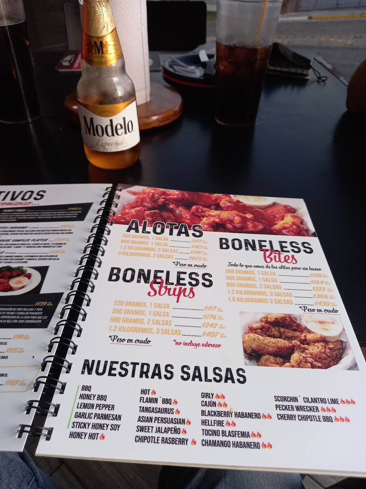 Carta del restaurante Wing Daddy's Tampico, Tampico, Av. Valles 106