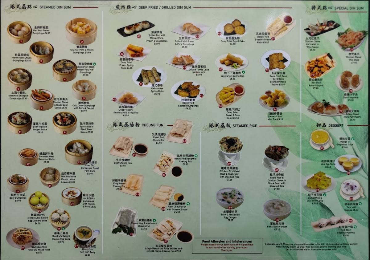 Menu at Wing Tai Restaurant, London, Unit 2