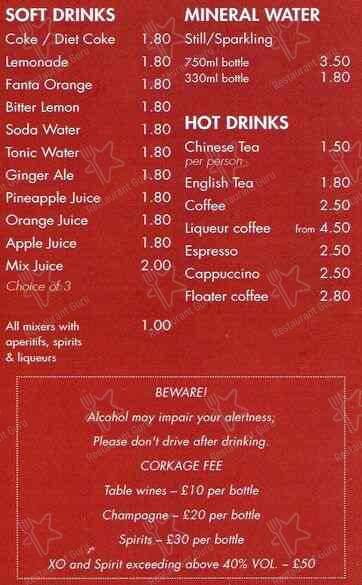 Menu at Wing Tai Restaurant, London, Unit 2