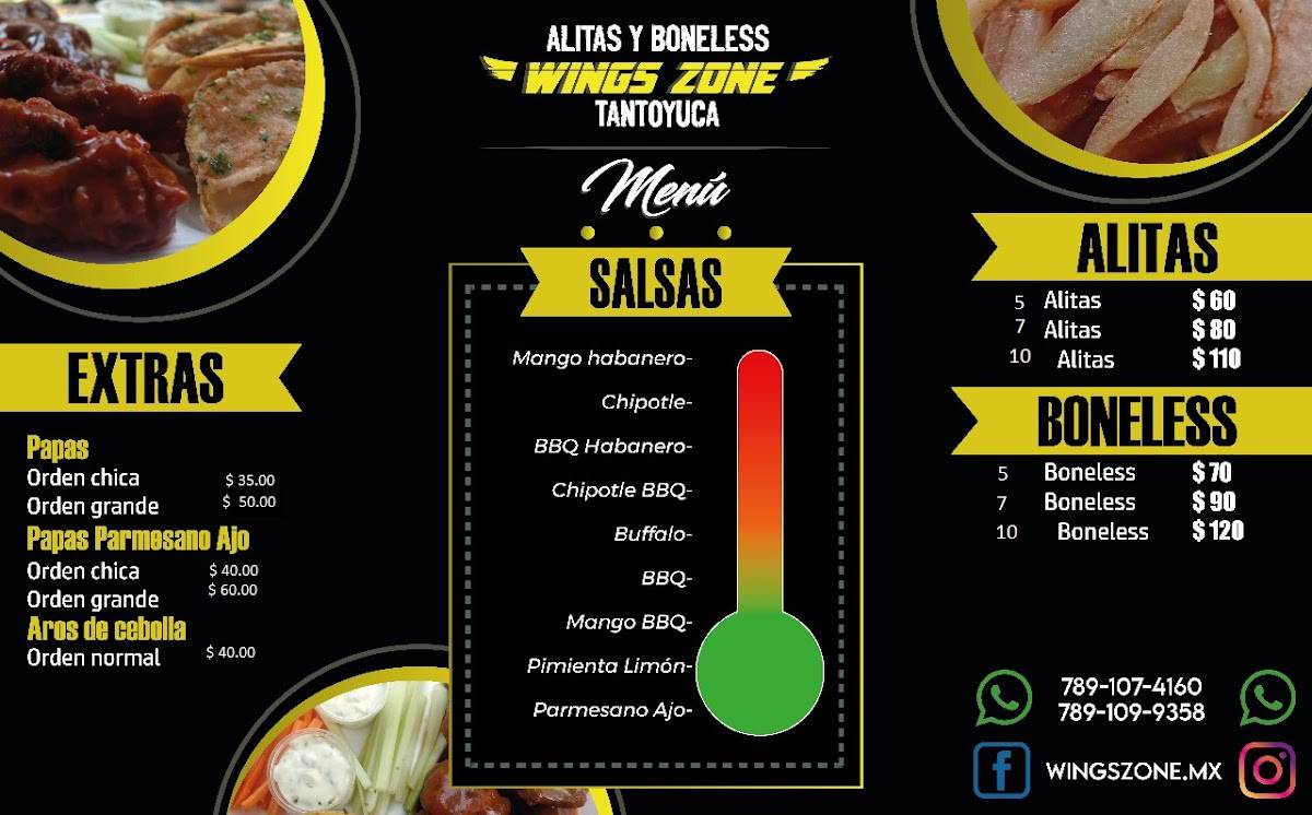 Carta del restaurante Wings Zone - Tantoyuca, Tantoyuca