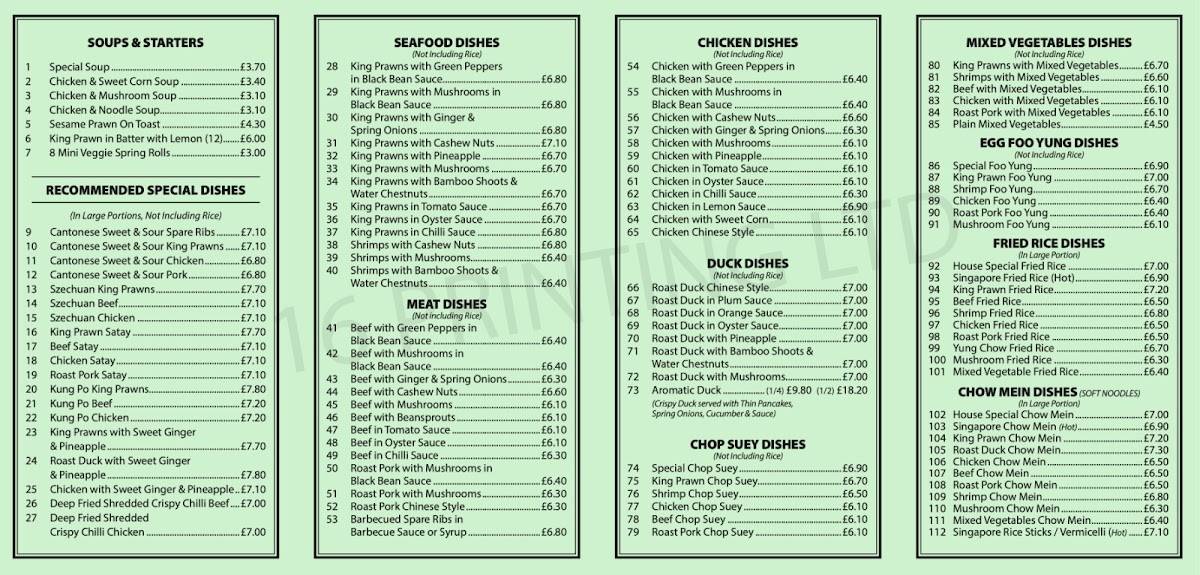 Menu at Wok U Like fast food, Coventry