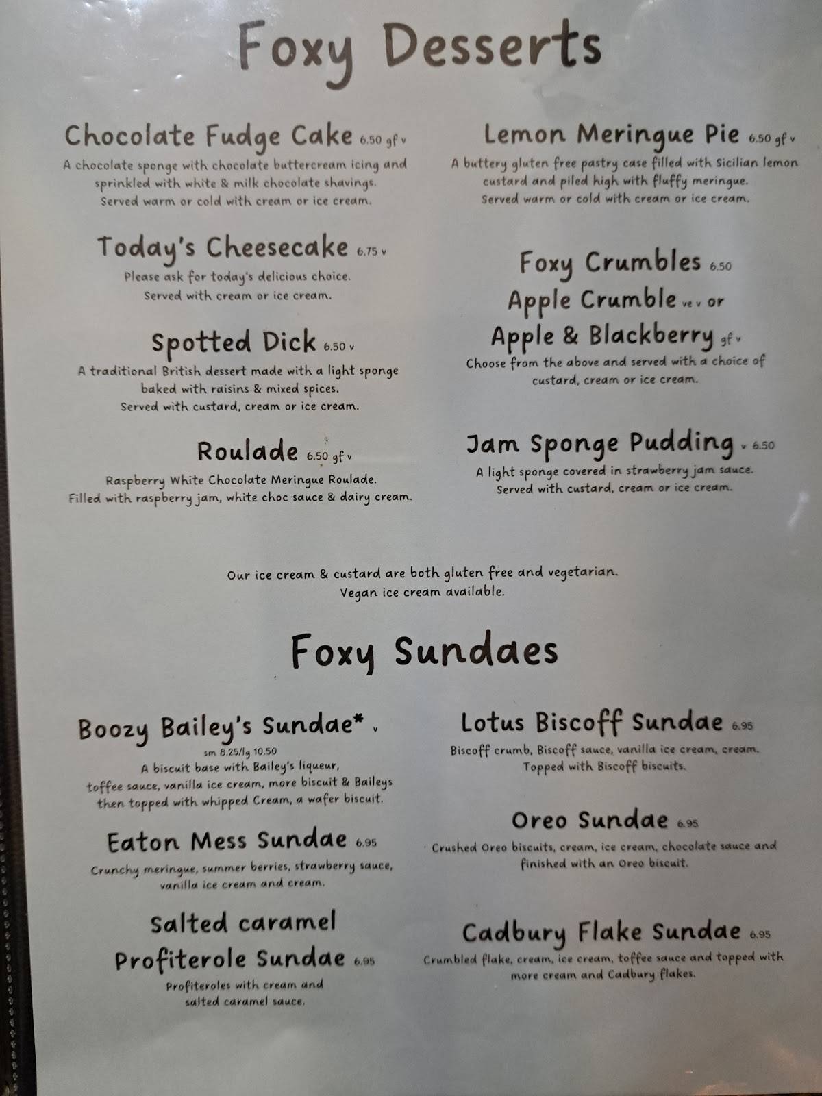 Menu at The Fox at Shipley pub & bar, Wolverhampton, Bridgnorth Rd
