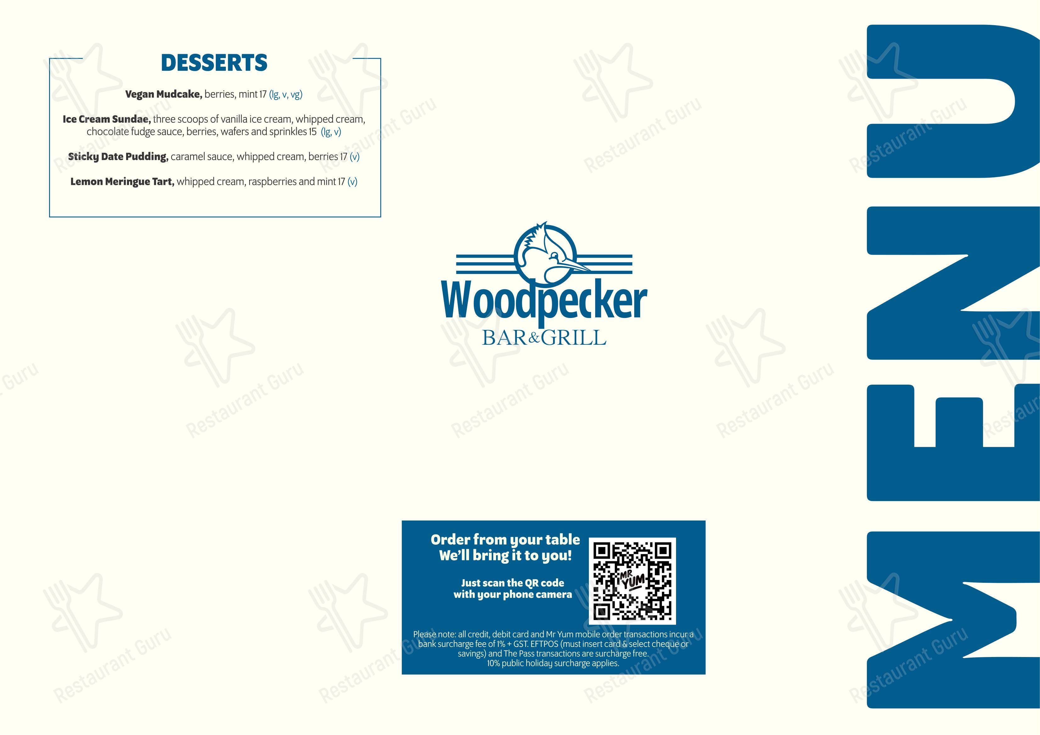 Menu at Woodpecker Bar & Grill, Burpengary