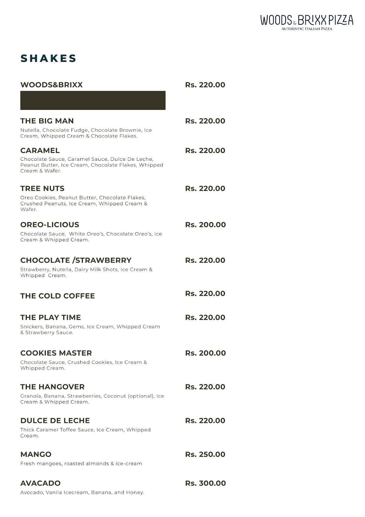 Menu at Woods & Brixx Pizza - Wood Fired Pizza Italian Pizza Best pizza ...