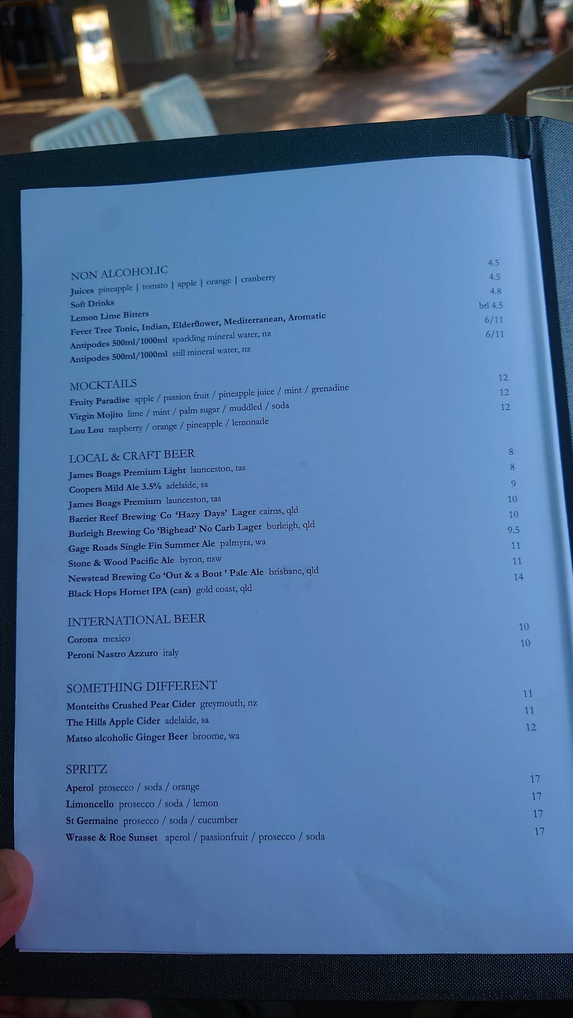 Menu at Wrasse & Roe restaurant, Port Douglas
