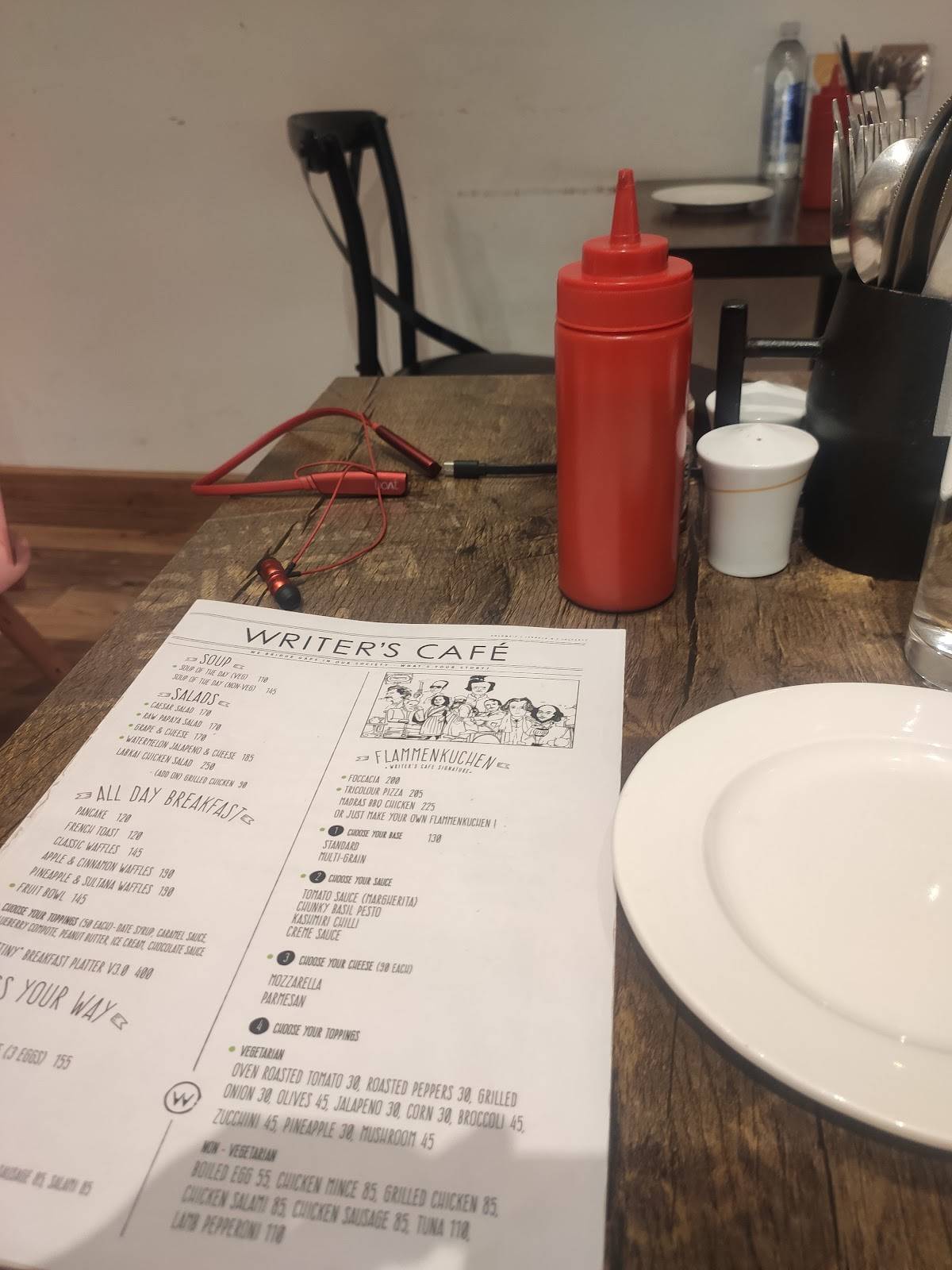 Menu at Writer's Café, Puducherry
