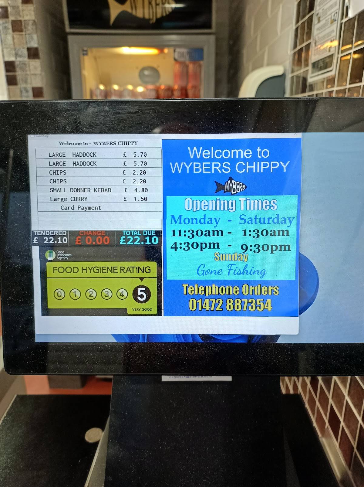 Menu at Wybers Chippy fast food, Grimsby