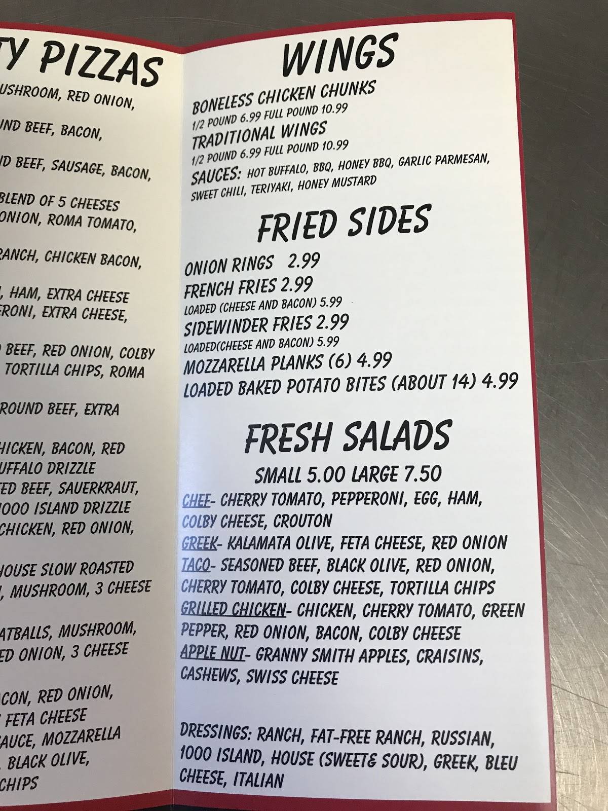 Menu at Wyse Guys Restaurant & Pizzeria, West Unity