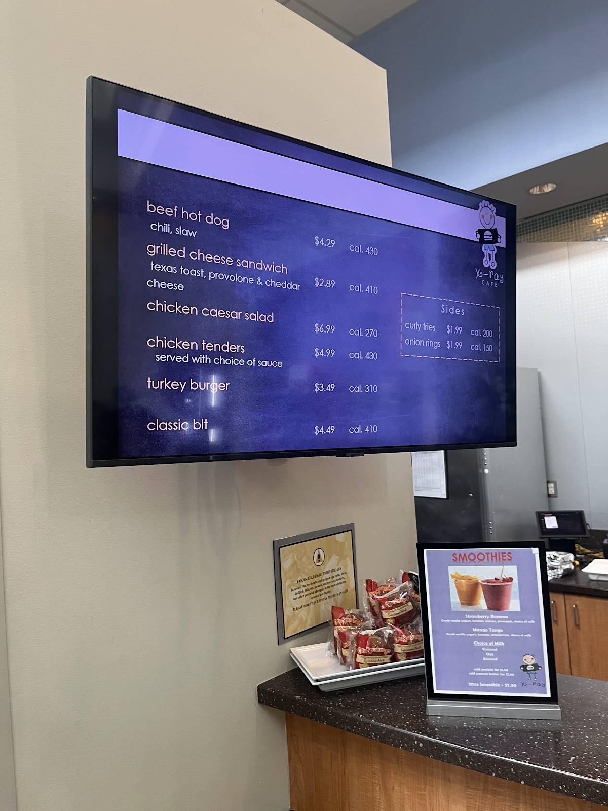 Menu at X-ray Café cafeteria, Charlotte