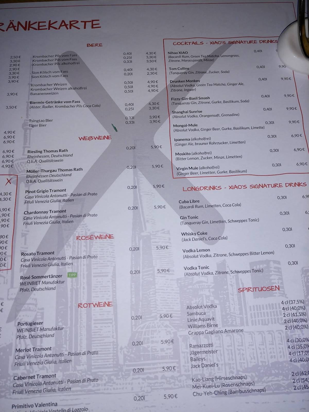 Speisekarte von XIAO Pulheim restaurant, Pulheim