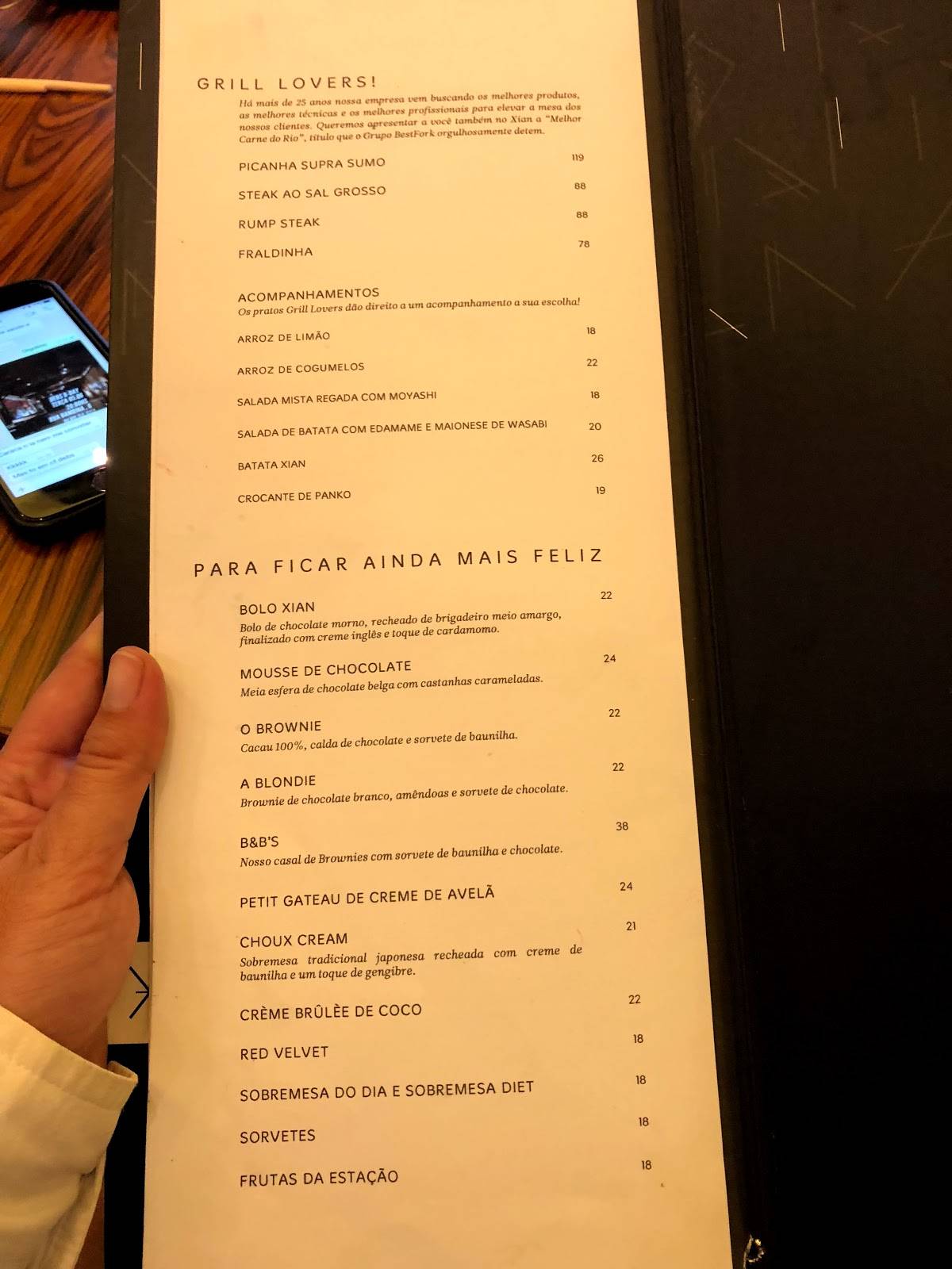 Menu em Xian Rio restaurante, Rio de Janeiro