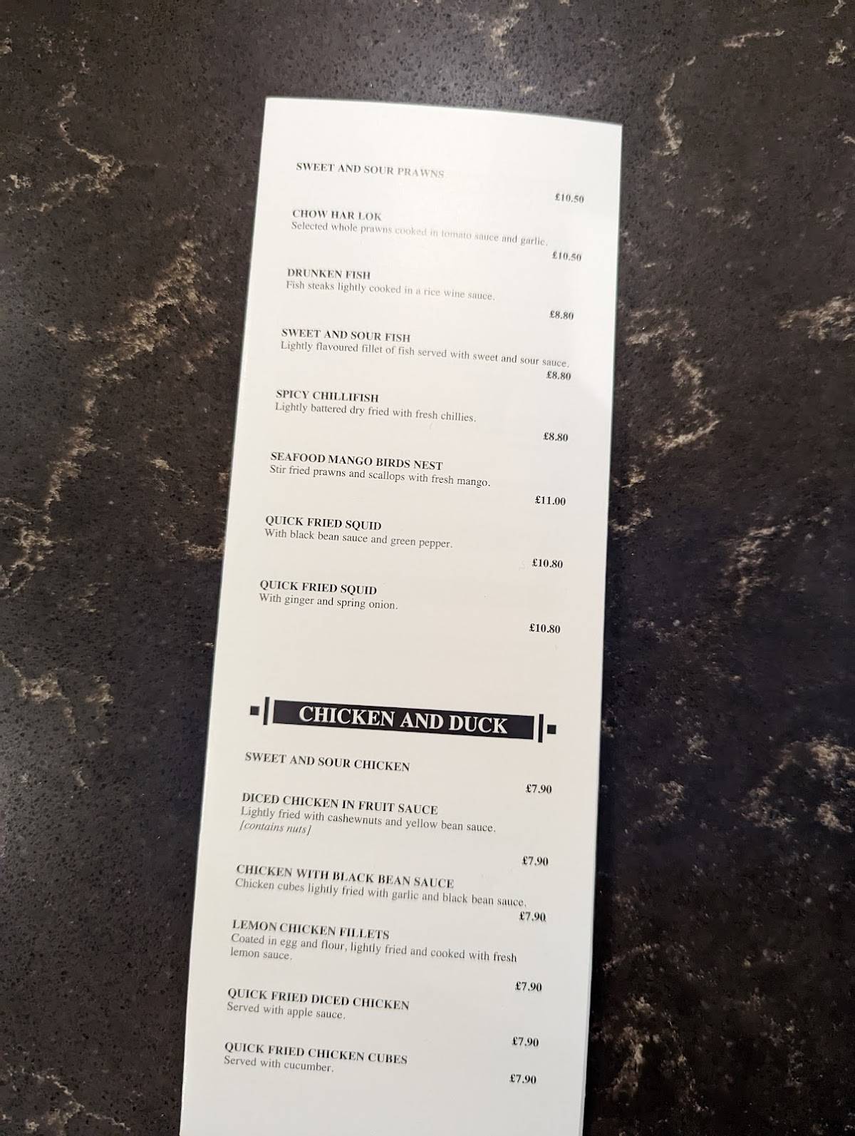 Menu at Xian restaurant, Orpington, 324 High St.