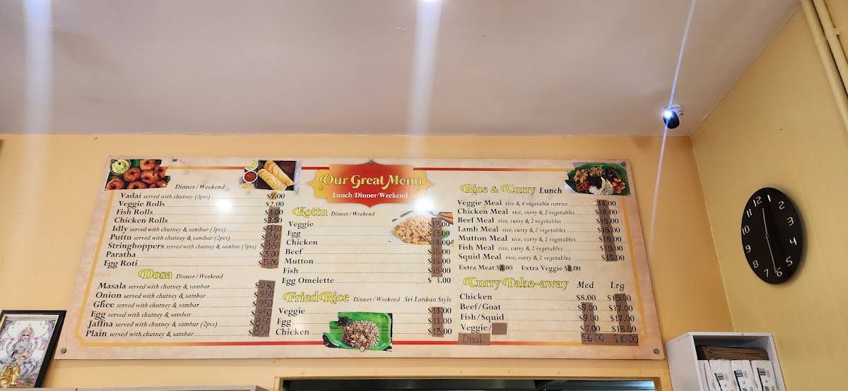 Menu at Yaal Cafe, Maddington