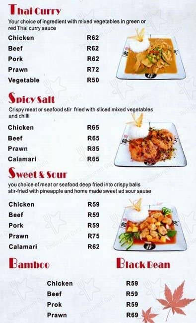 Menu at Yamakado restaurant, Centurion, 3