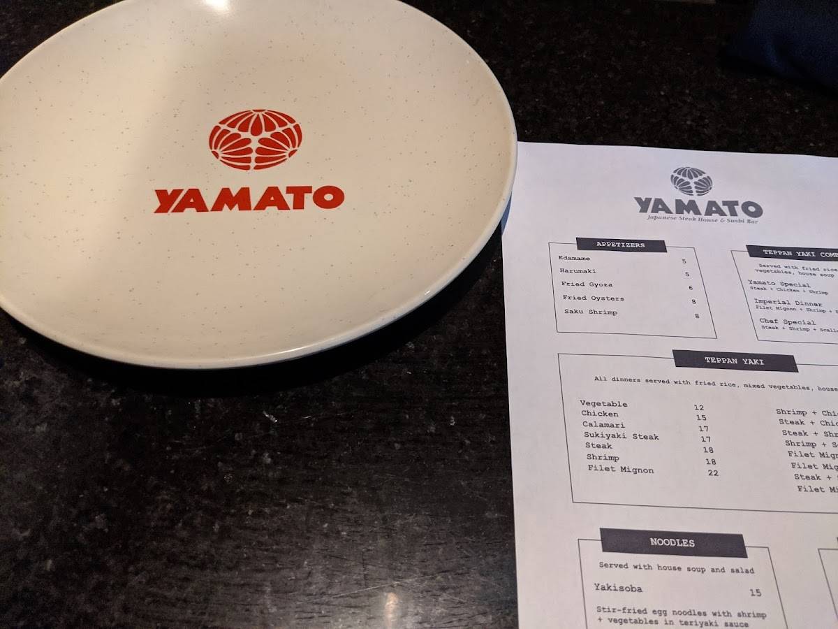 Menu at Yamato Japanese Restaurant, Gainesville