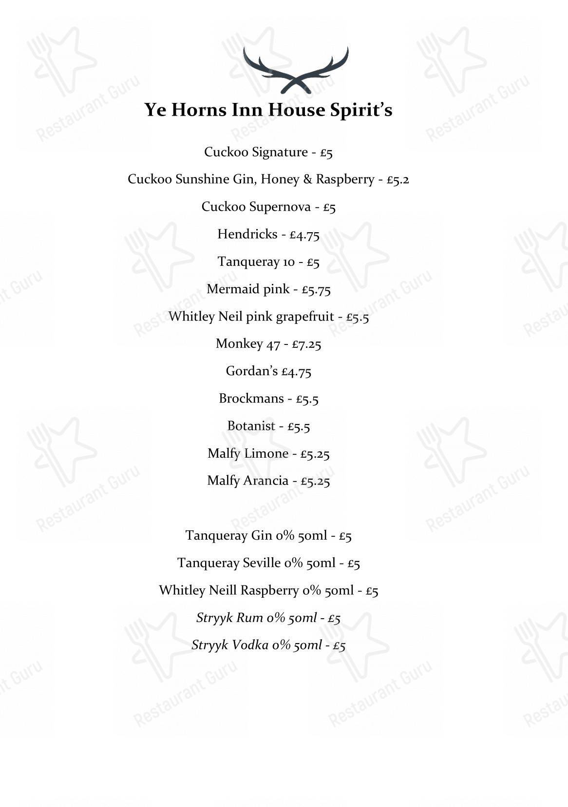 Menu at Ye Horns Inn pub & bar, Goosnargh