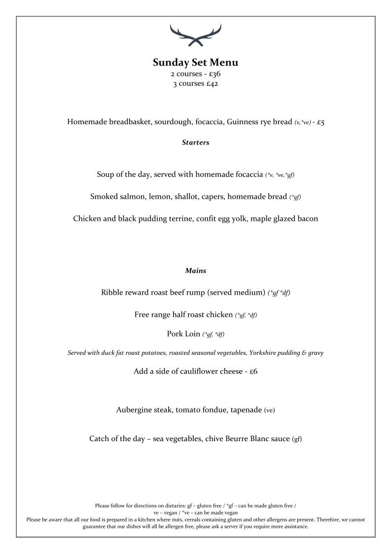 Menu at Ye Horns Inn pub & bar, Goosnargh