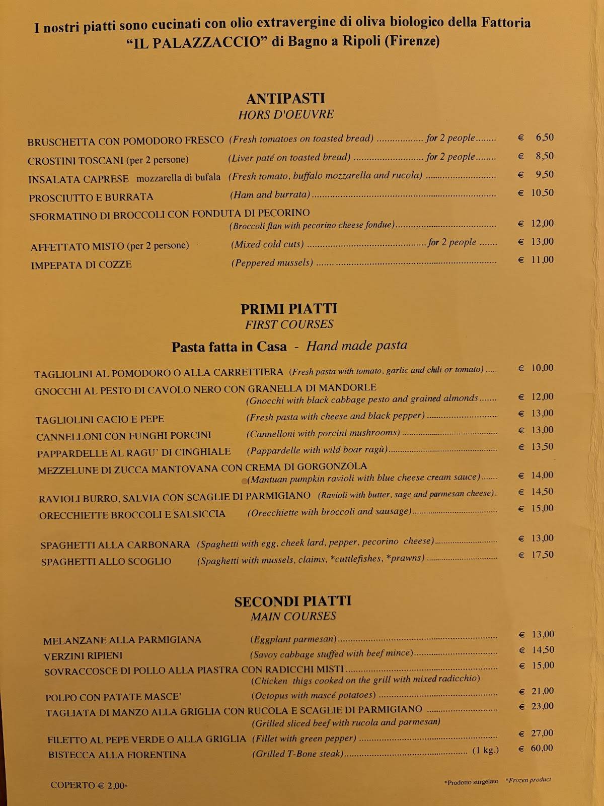 Carta de Yellow Bar, Florencia