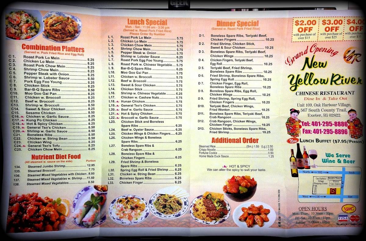 Menu at Yellow River restaurant, Exeter