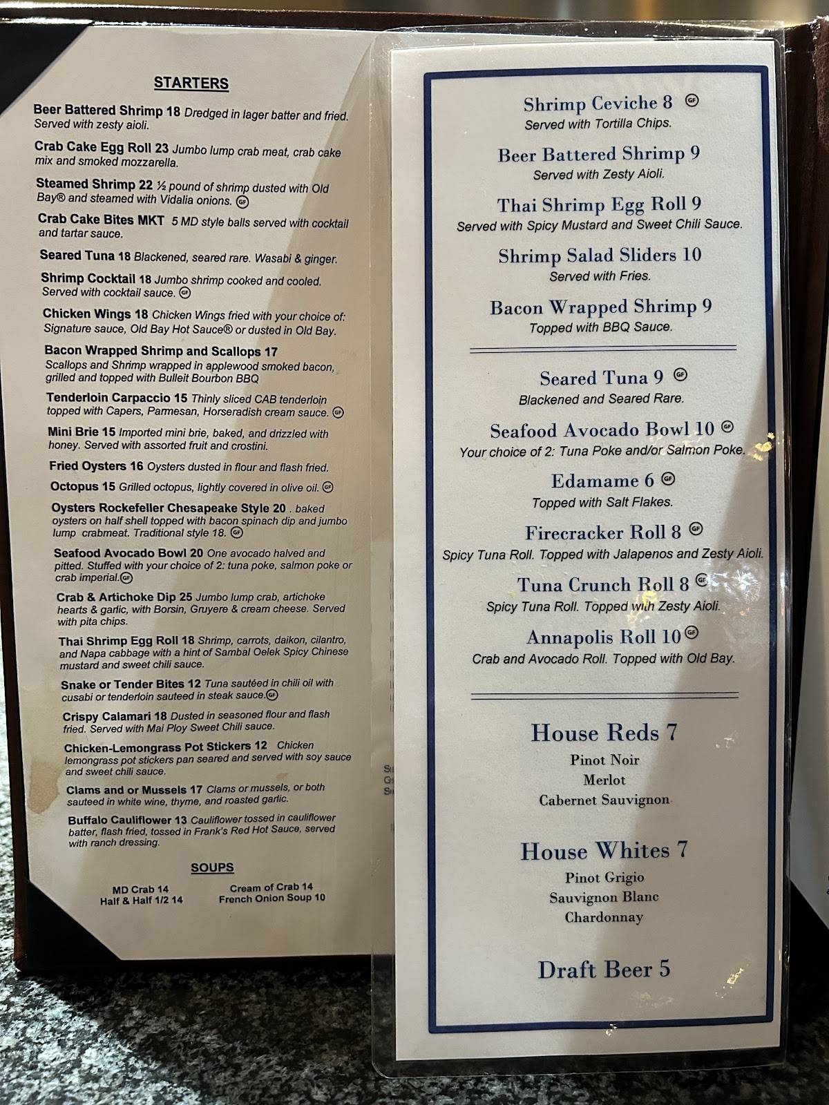 Menu at Yellowfin Steak & Fish House, Edgewater Maryland steakhouse ...
