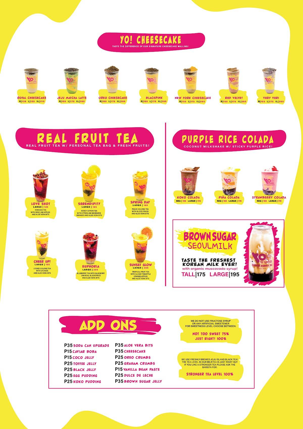 Menu at Yo Korean Bubble Tea & Chicken + Coffee - Biñan restaurant, Biñan