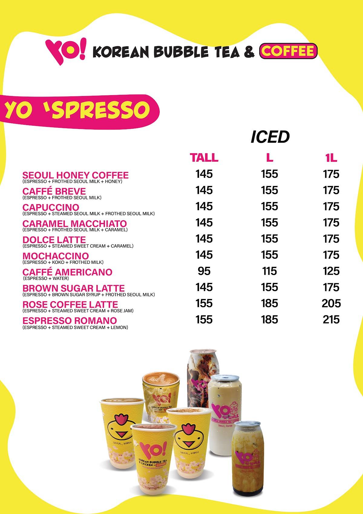 Menu at Yo Korean Bubble Tea & Chicken + Coffee - Biñan restaurant, Biñan
