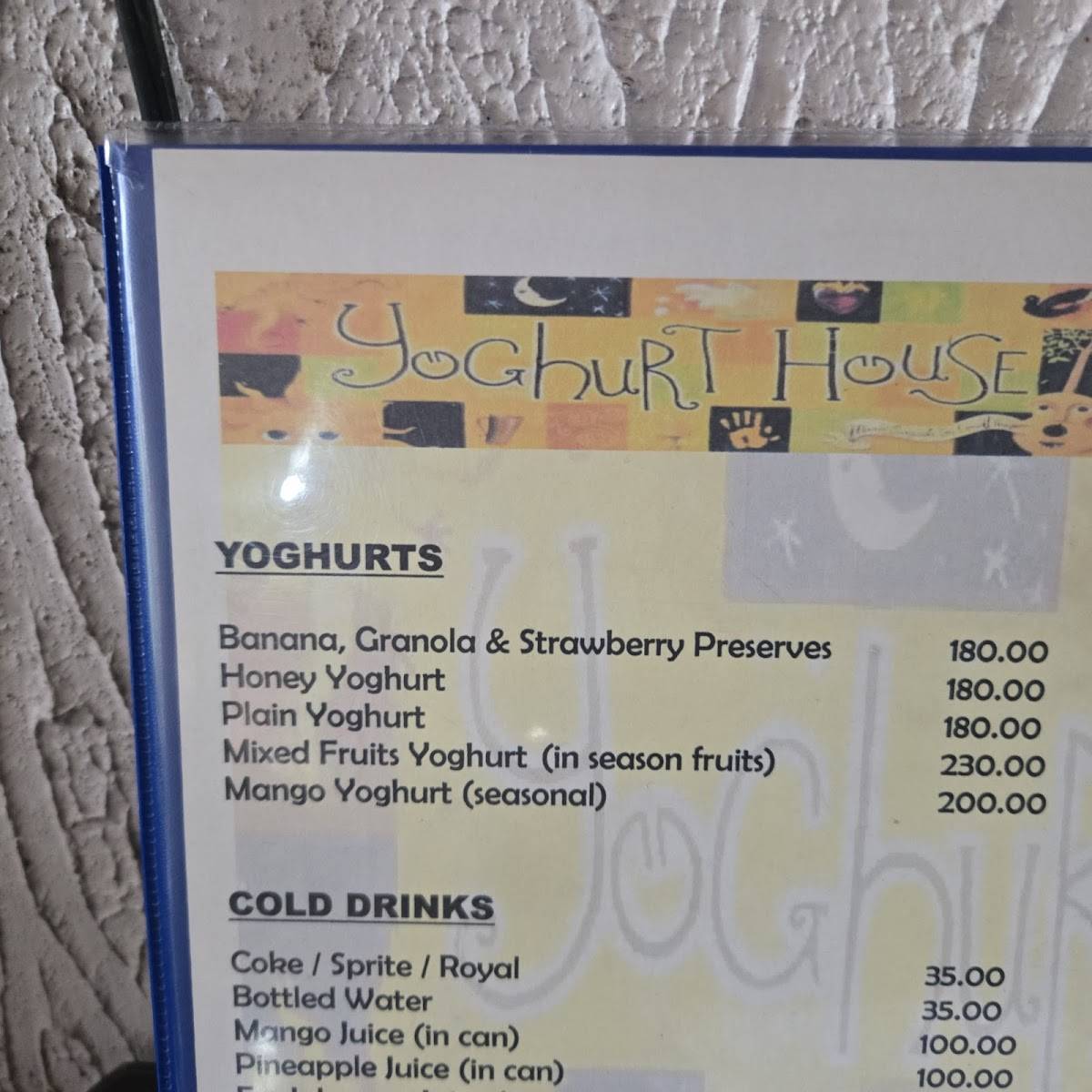 Menu at Yoghurt House restaurant, Sagada, 3WJ2+Q2M