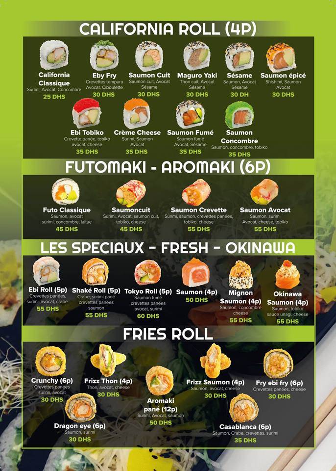 Menu au Yoki Sushi Casablanca - Sushi Wok Thaï restaurant, Casablanca