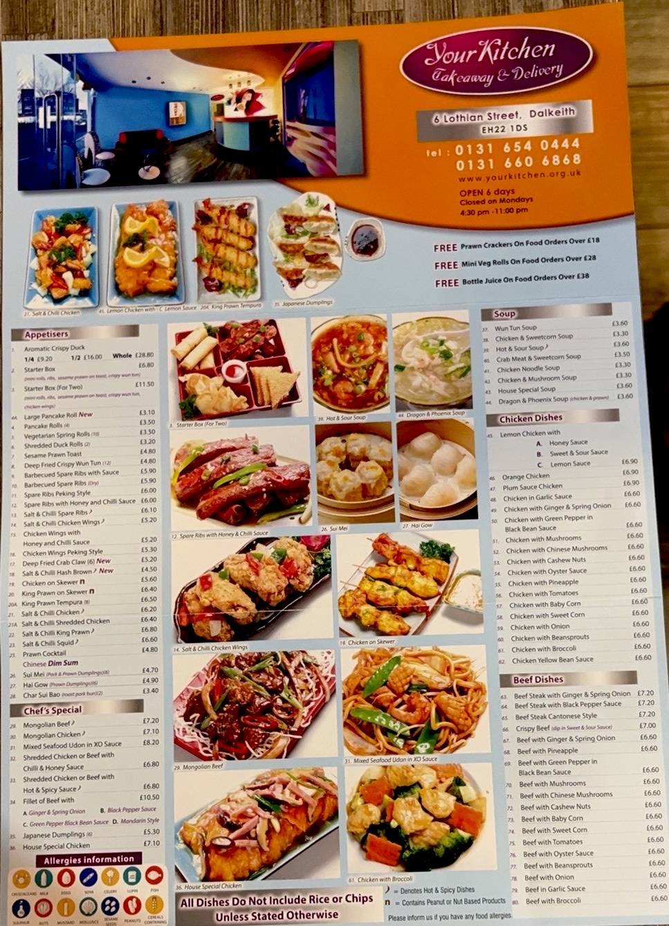 Menu at YourKitchen restaurant, Dalkeith