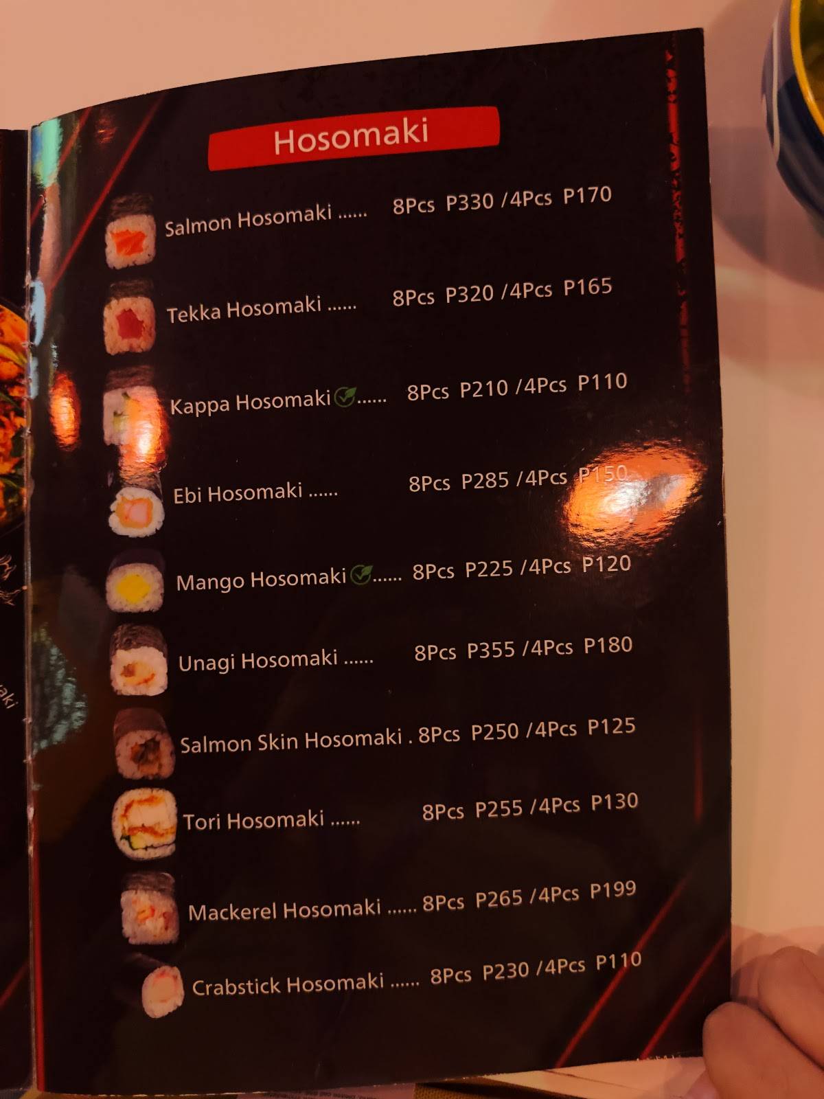 Menu at Yugi Japanese Restaurant, Taguig