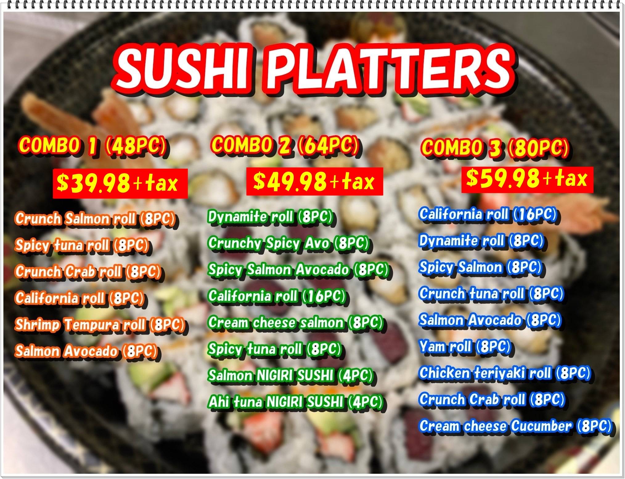 Menu at Yukiguni II restaurant, Fort Erie