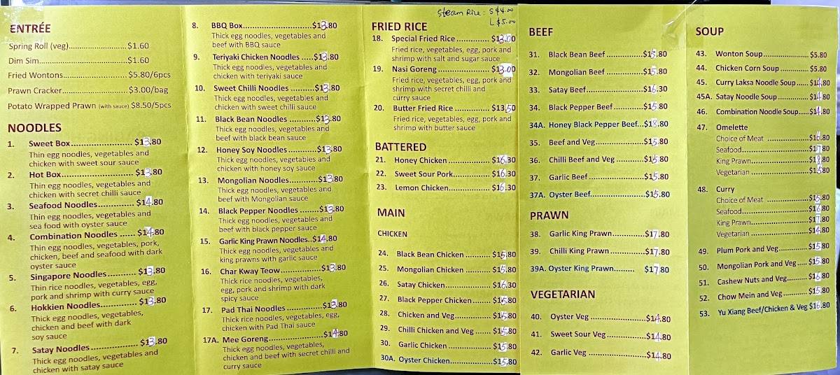 Menu at Yummy Kitchen restaurant, Australia