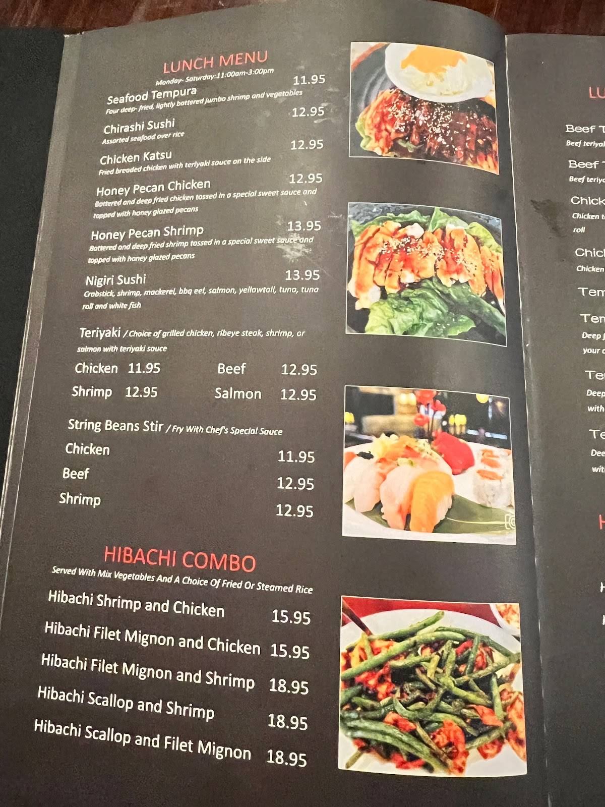 Menu at Yummy Tokyo Sushi restaurant, Destrehan