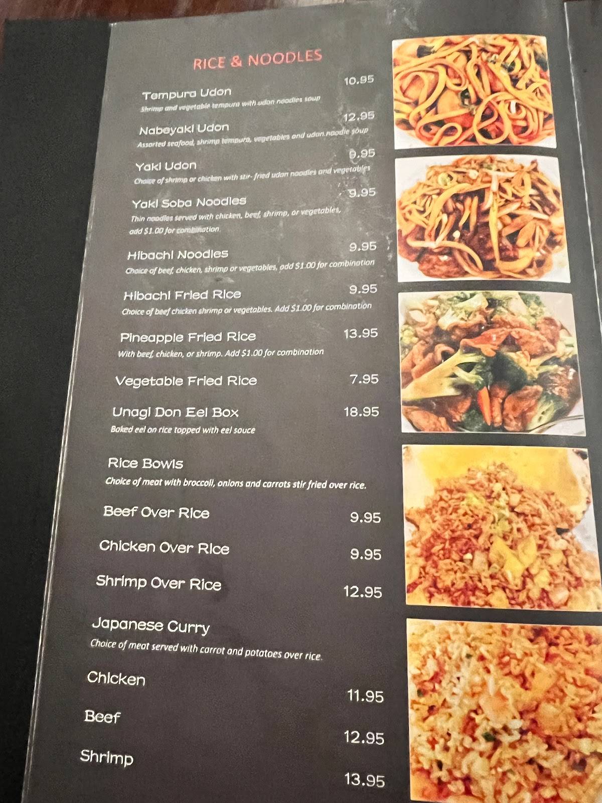 Menu at Yummy Tokyo Sushi restaurant, Destrehan