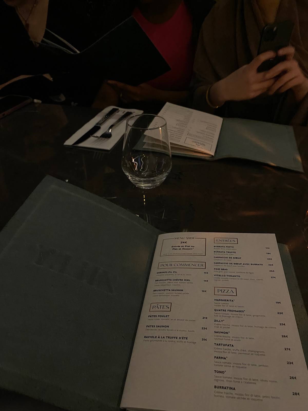 Menu au ZILLY restaurant, Nanterre