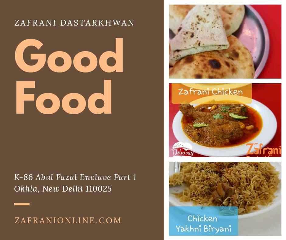 Menu at Zafrani Dastarkhwan, New Delhi