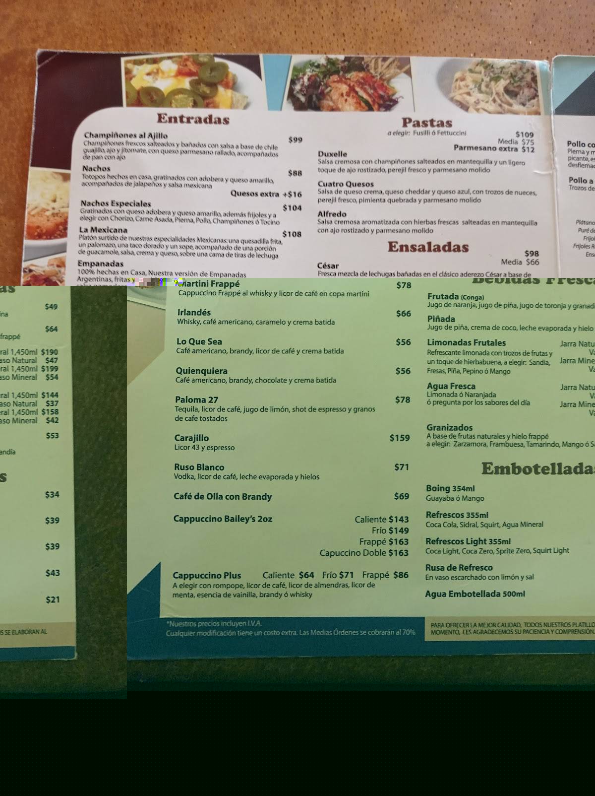 Menu at Café El Colibrí, Zapopan, Av. de Las Fuentes 68